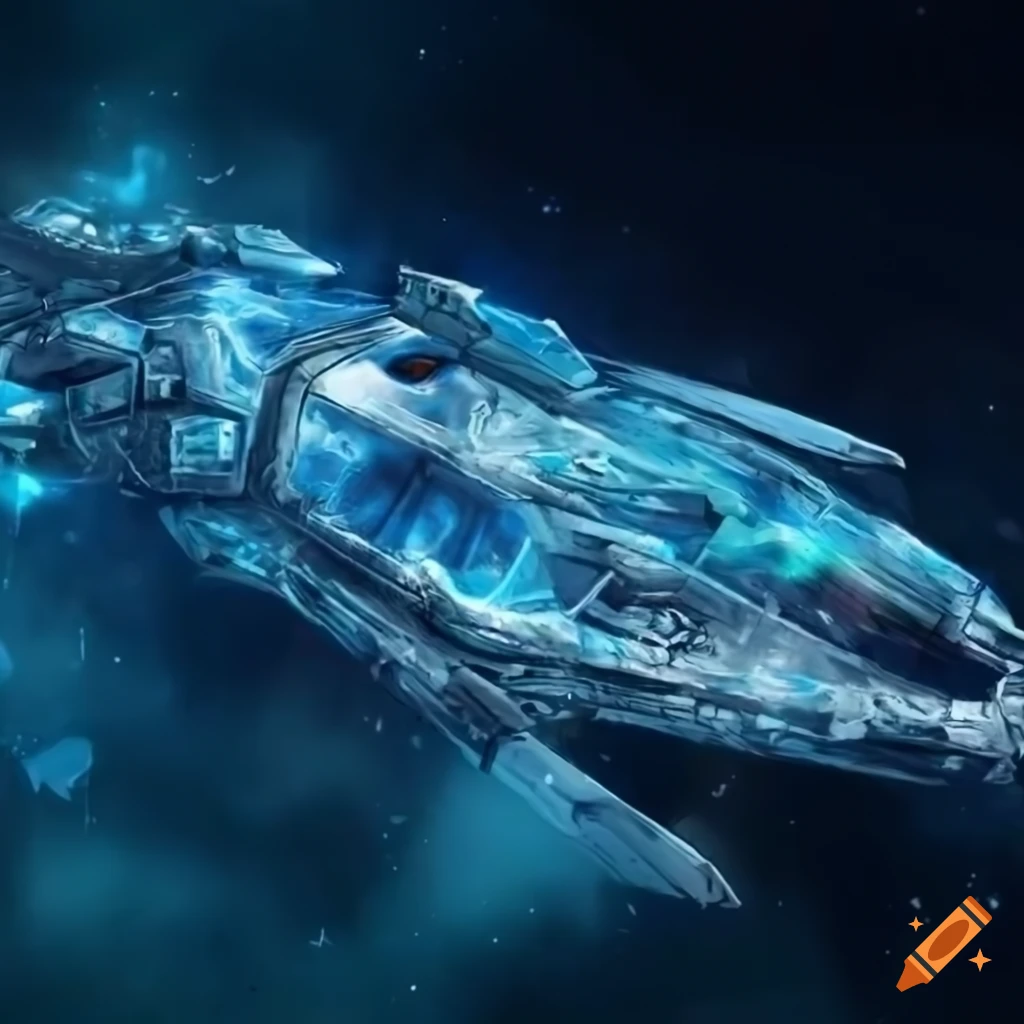 Yuigoh art of an ice spaceship on Craiyon