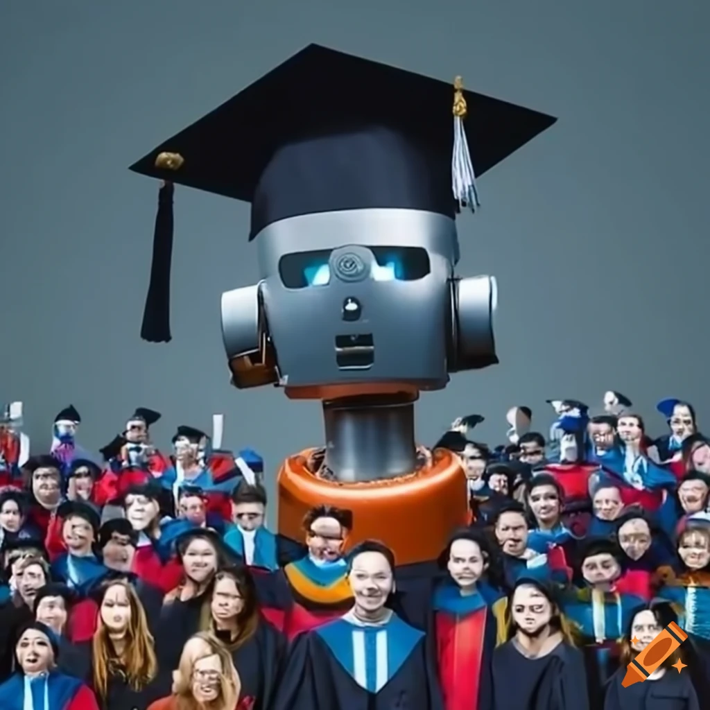 Large crowd of robots graduating from university on Craiyon