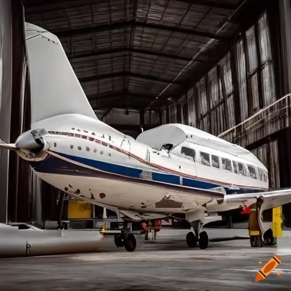 Converted commercial airplane used for modular construction on Craiyon