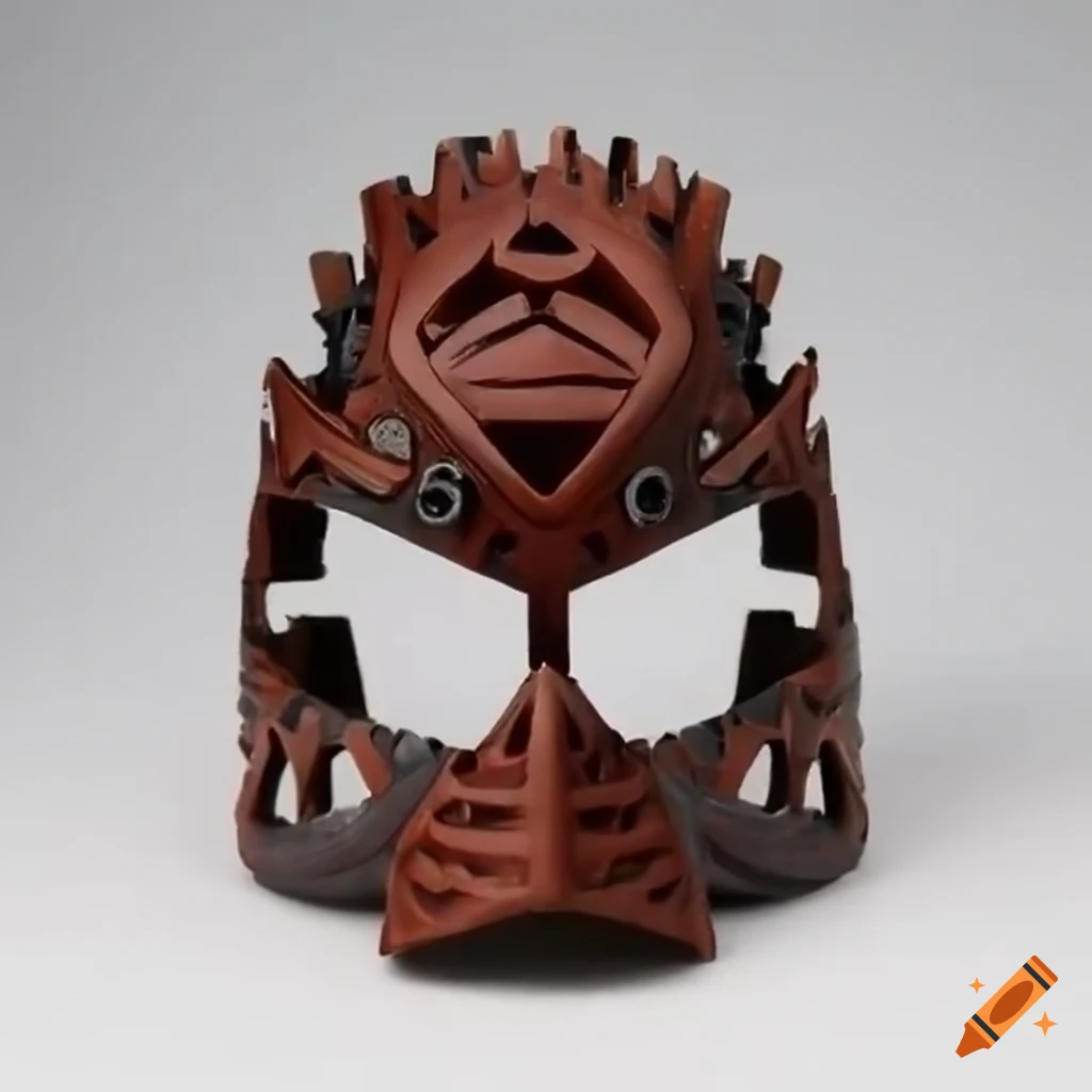 Constructing industrial sports helmet with Japanese Polynesian mask and ...