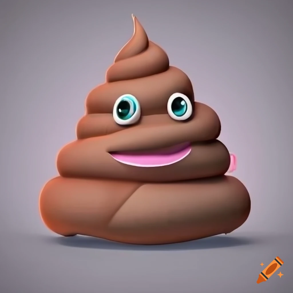 Cheerful cartoonish poop character with a pink bow in 3D on Craiyon