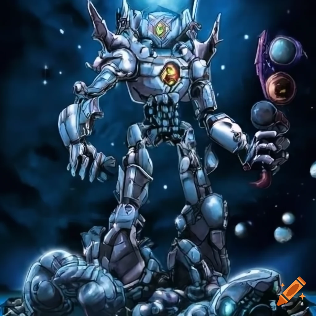Giant space robot based on a parasite in yugioh art on Craiyon