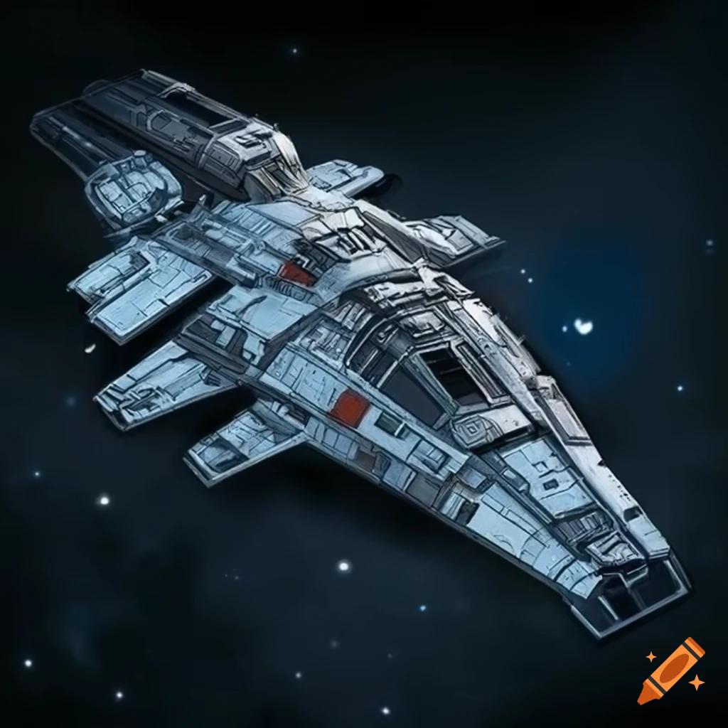 Star Wars light freighter with rugged design in anime style on Craiyon
