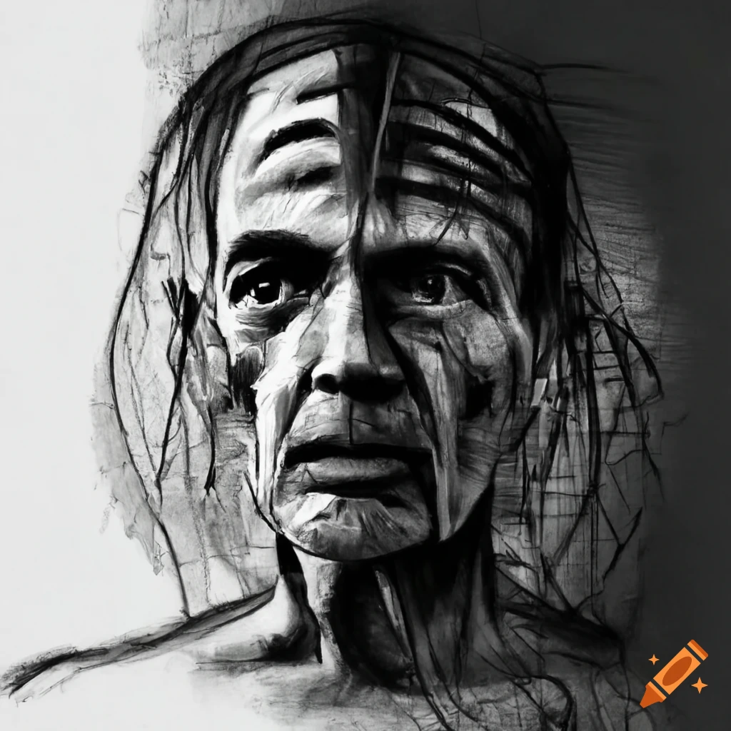 Mc escher-style building charcoal drawing on Craiyon