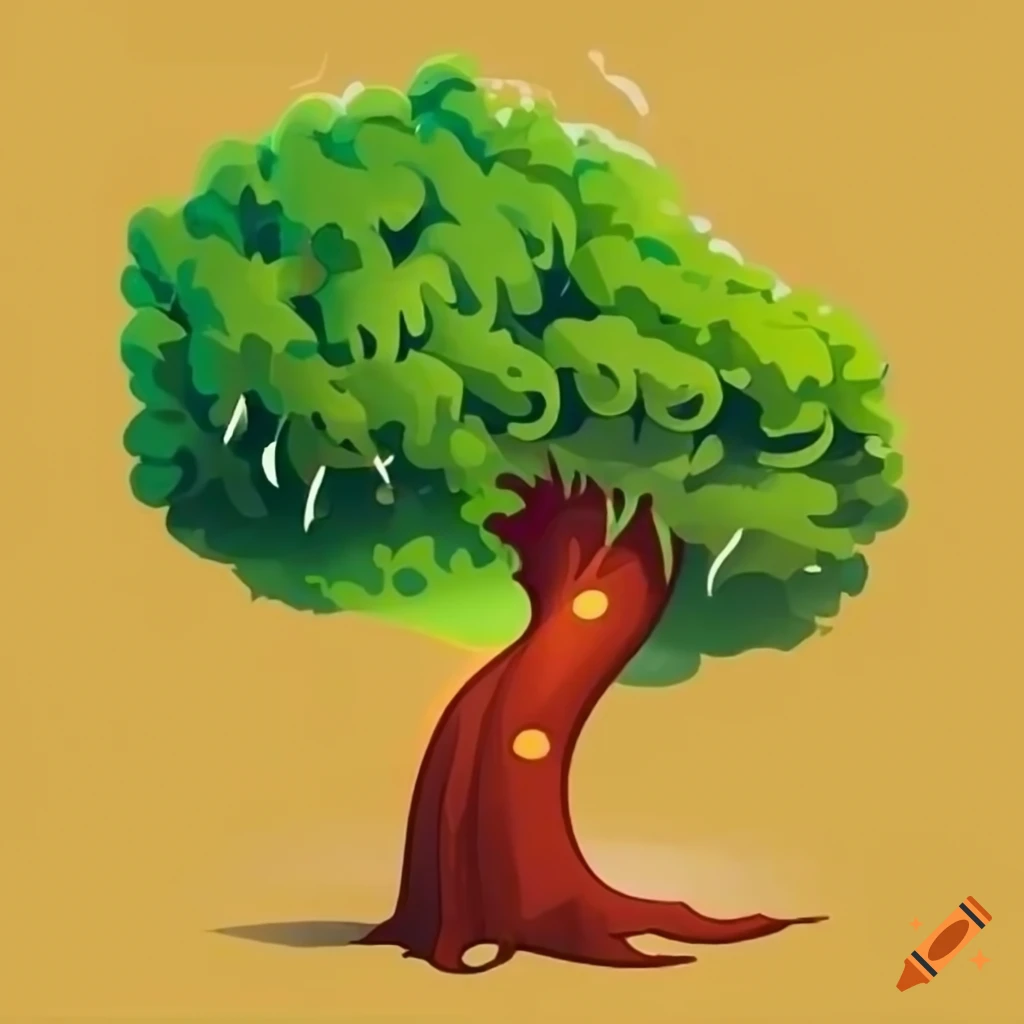 Cartoon tree illustration on Craiyon