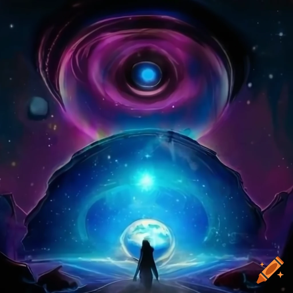 Yugioh art for a space projection image on Craiyon