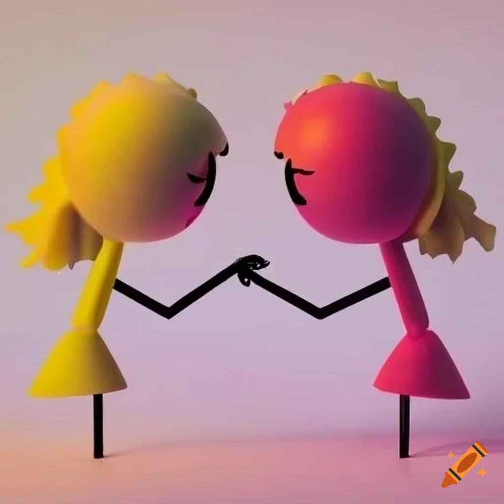 Two stick figures sharing a kiss on Craiyon