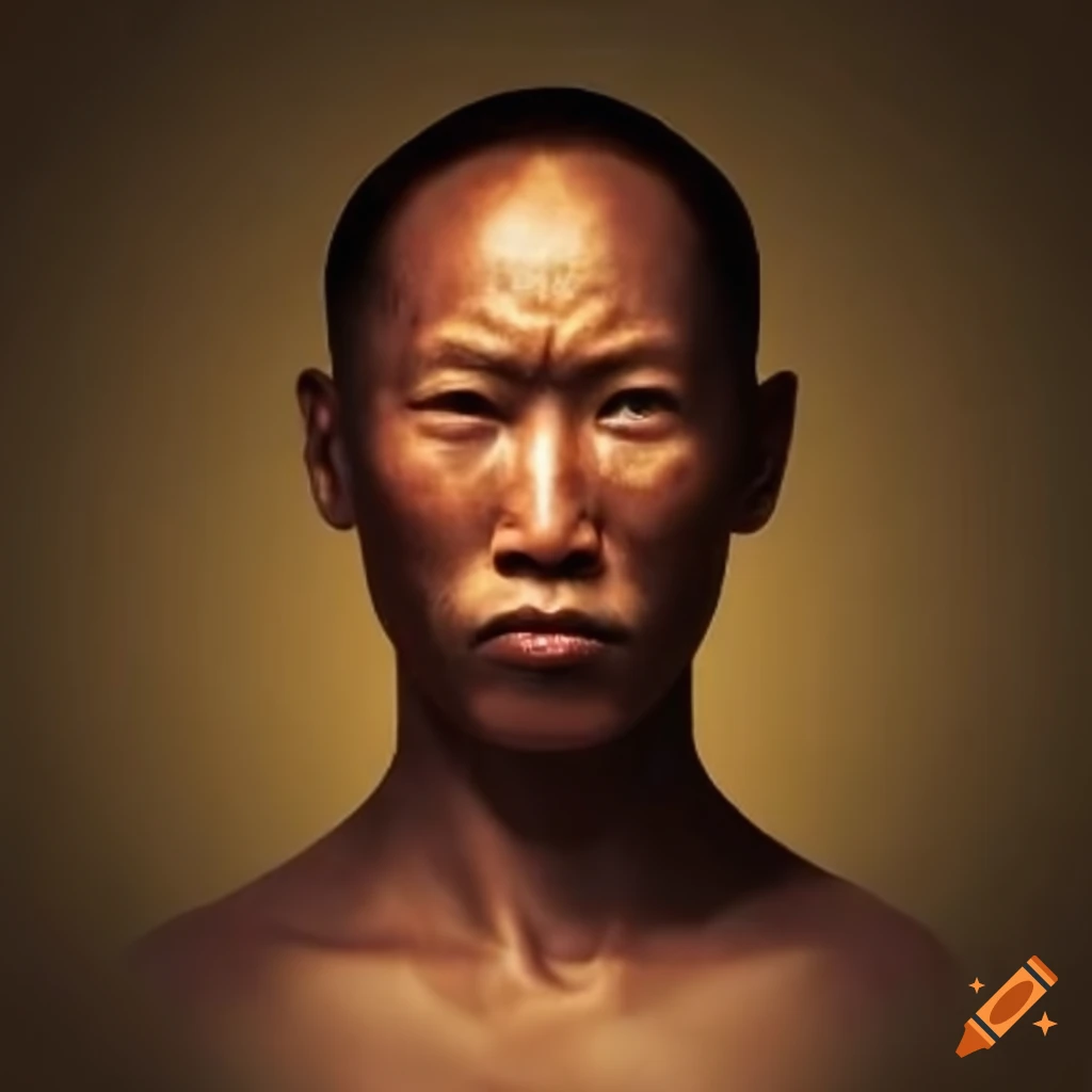 Black chinese man with ginger hair on Craiyon