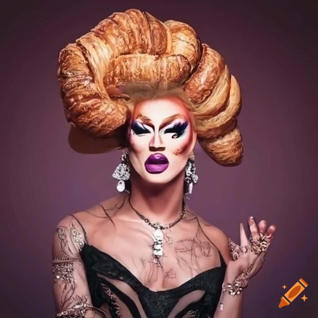 Drag Queen Posing With A Croissant On Craiyon