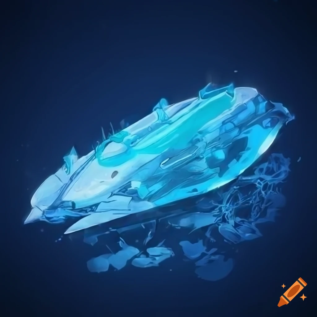 Ice spaceship in a yuigoh art style on Craiyon