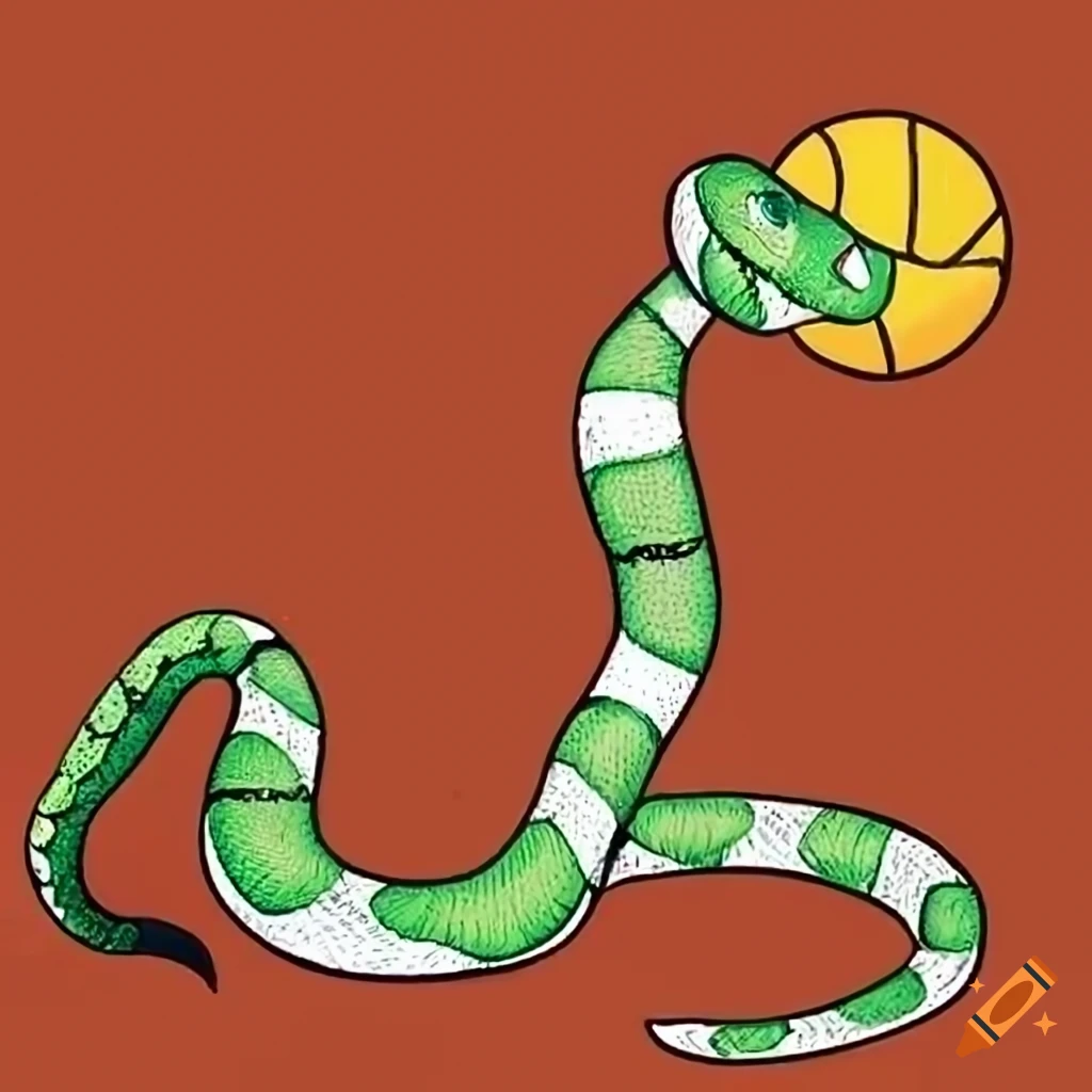 Cleverly-dressed snake playing basketball in an illustration on Craiyon