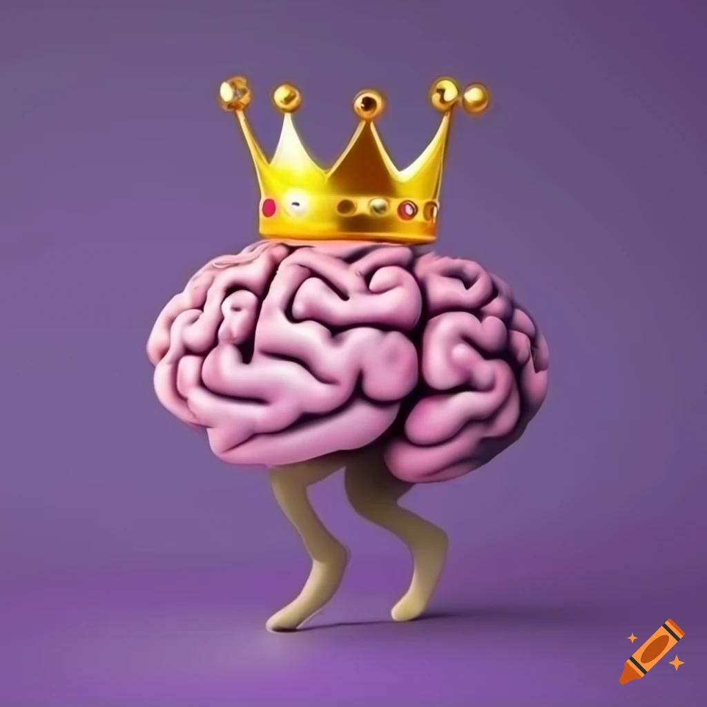 Brain wearing a crown on purple background on Craiyon