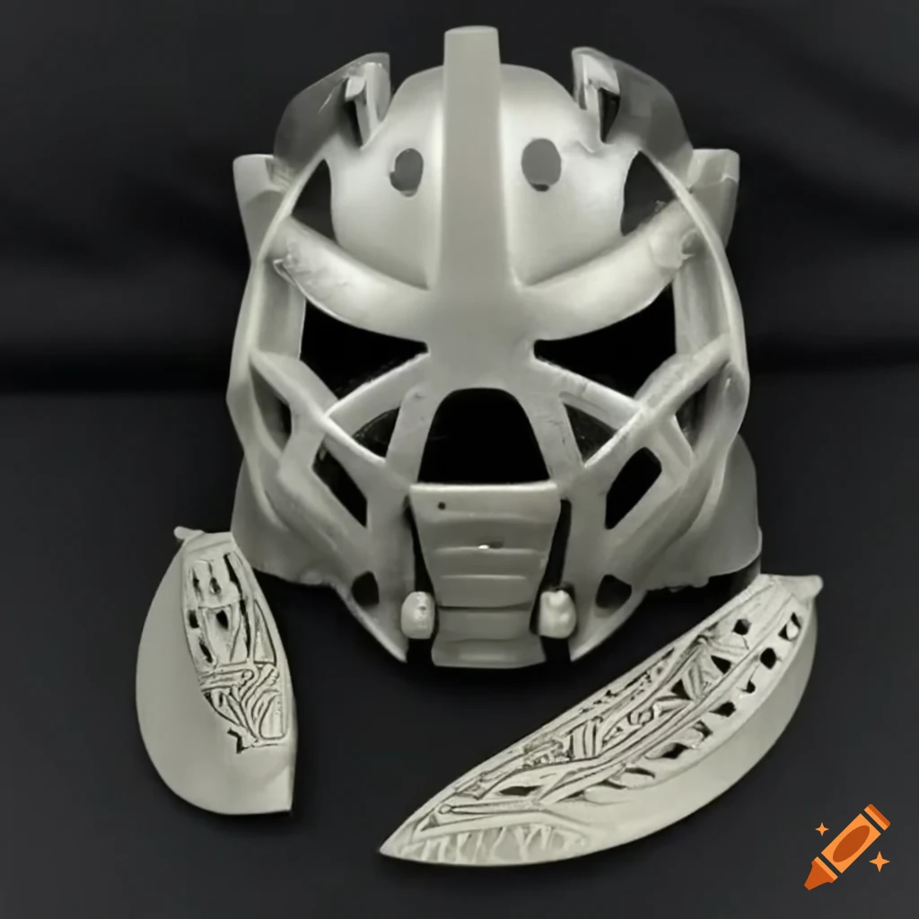 Industrial sports bionicle with polynesian mask helmet on Craiyon