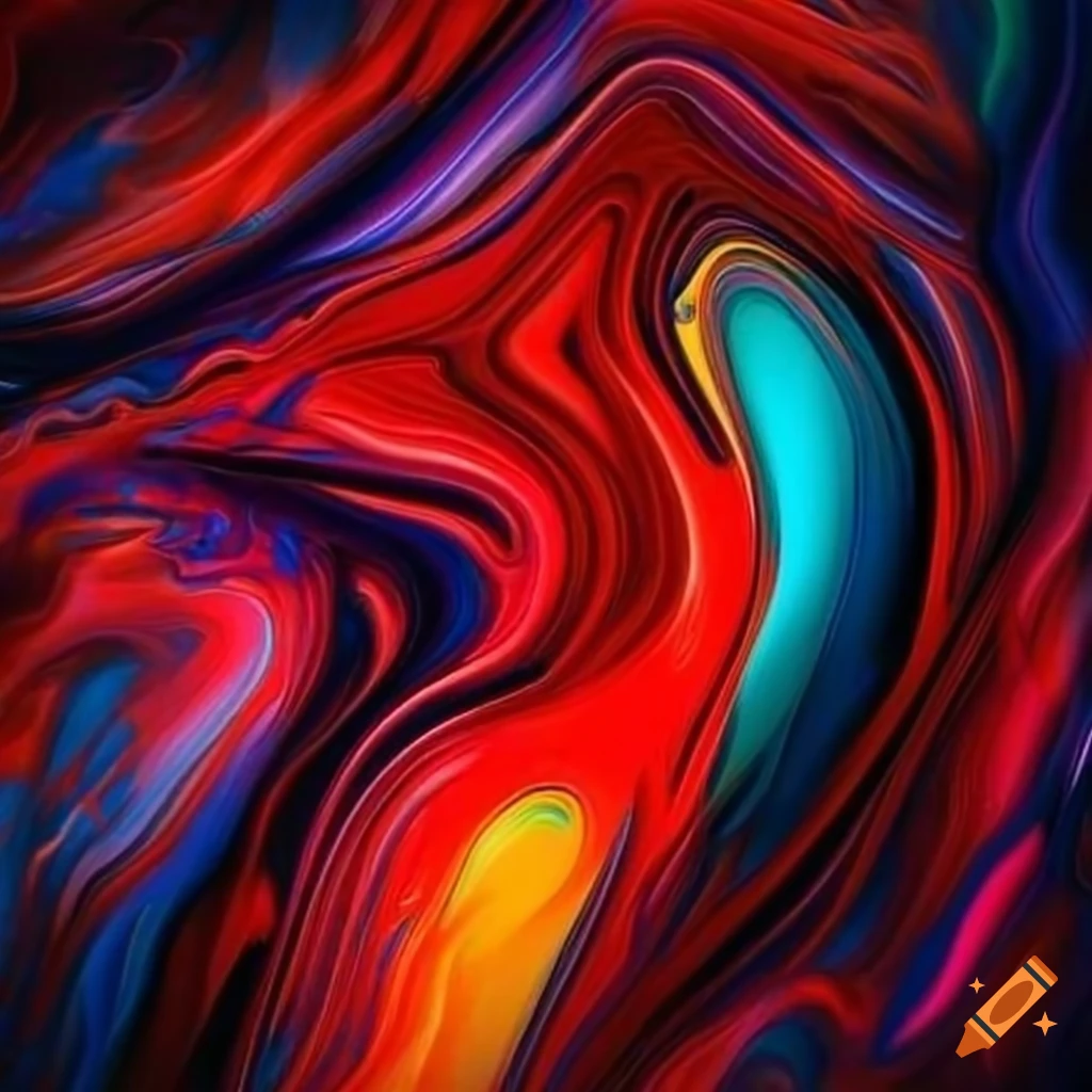 Captivating abstract artwork with energizing shades of red and blue on Craiyon