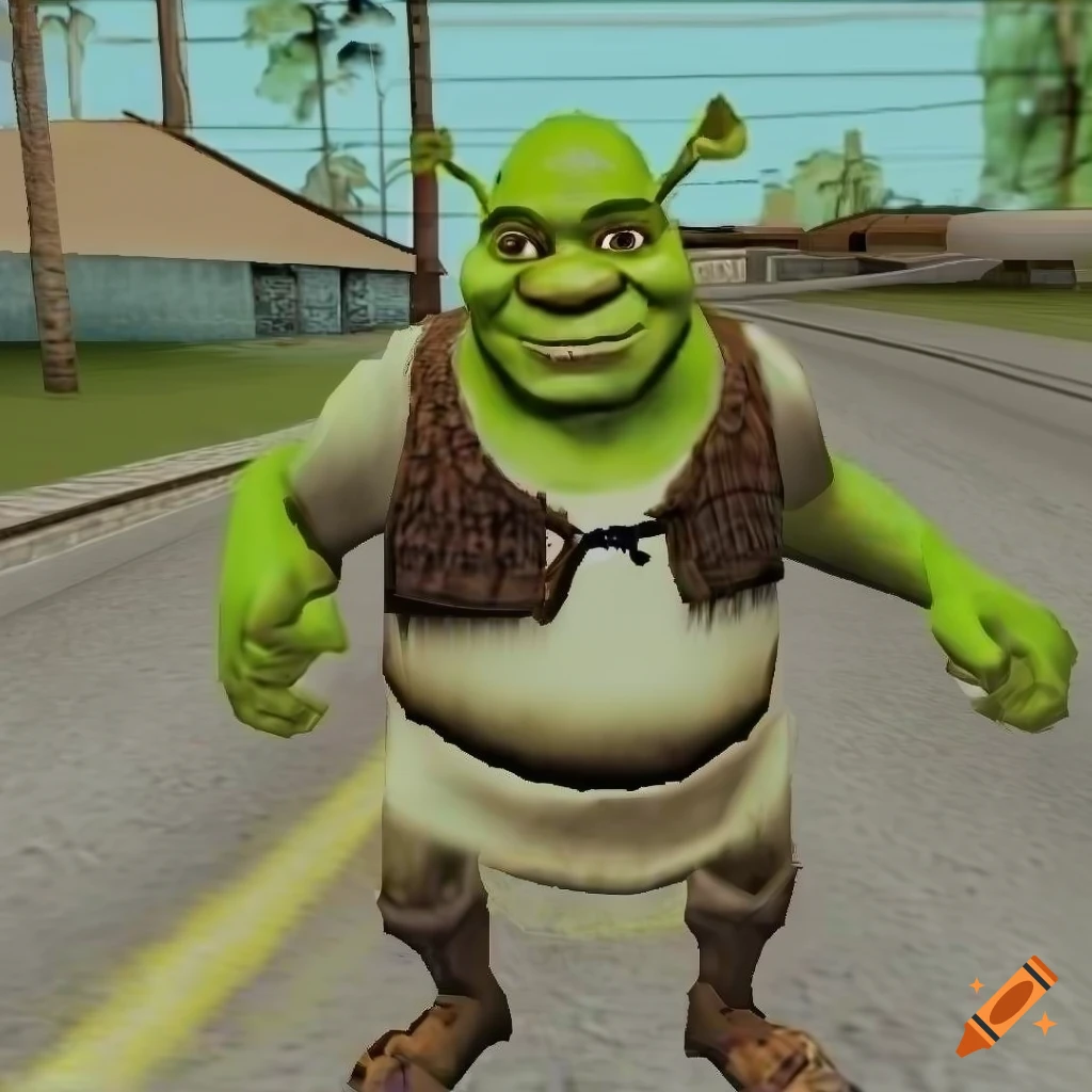 Shrek character in gta san andreas on Craiyon
