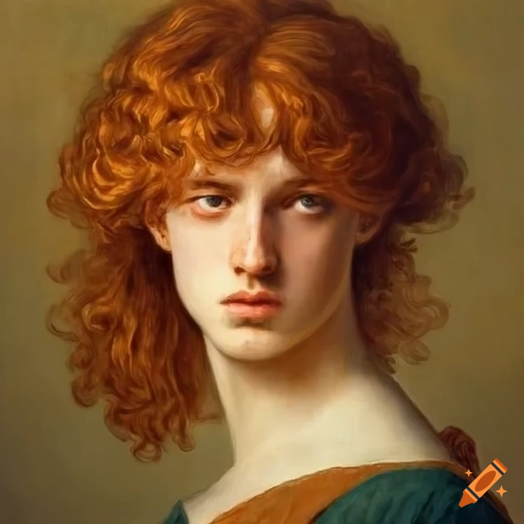 Young man with ginger hair in pre-raphaelite style on Craiyon