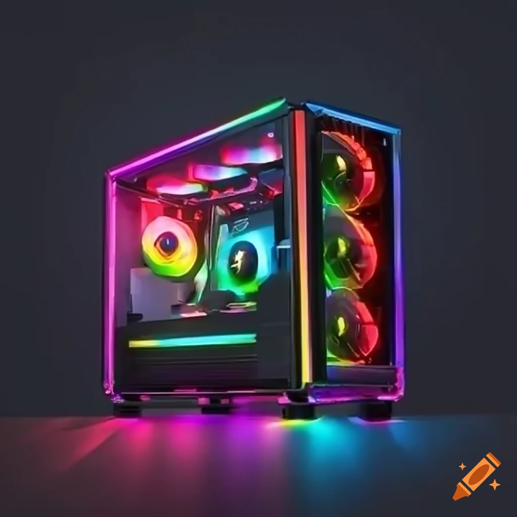 High-end gaming pc with rgb lights on Craiyon