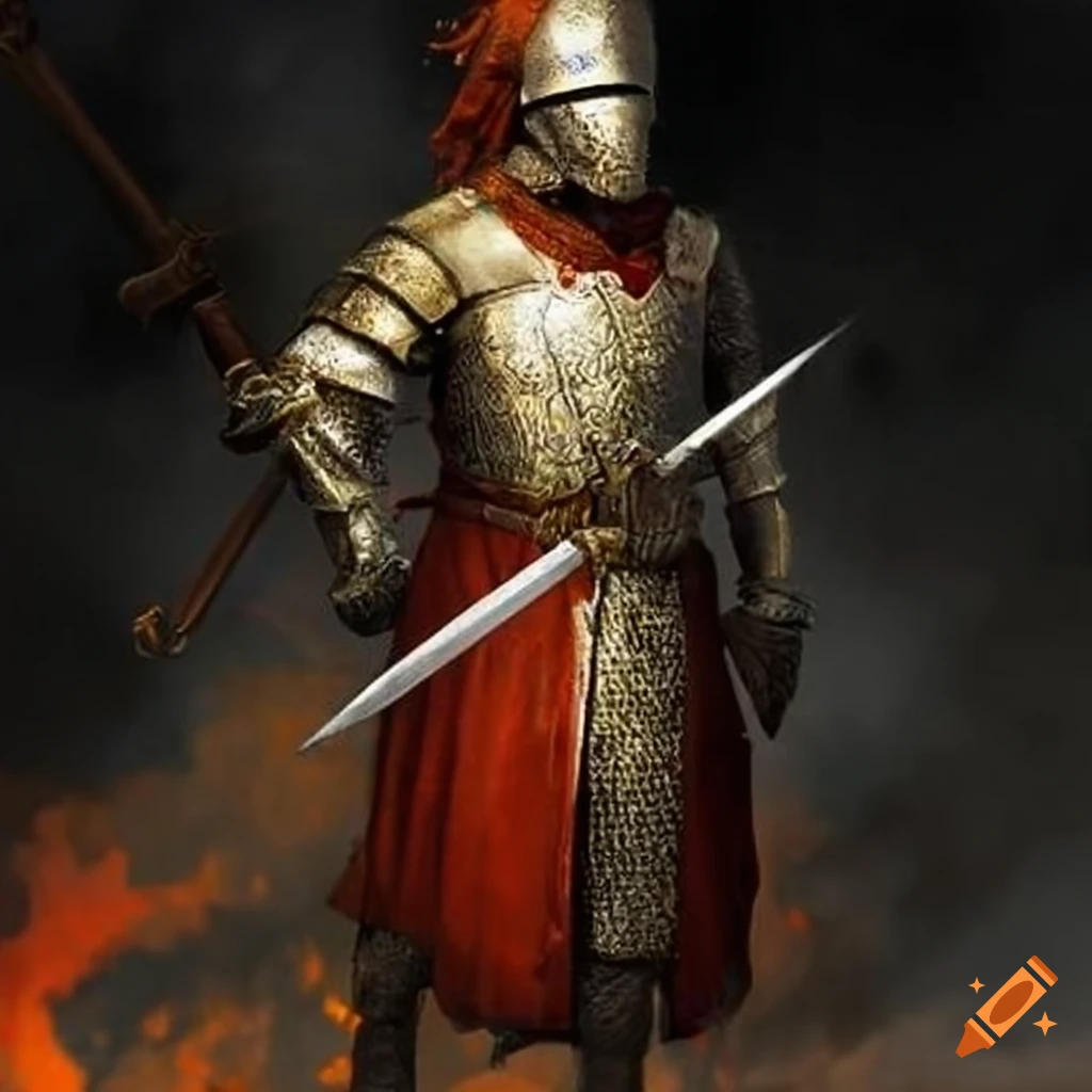 Indian knight with sword and saffron flag on Craiyon