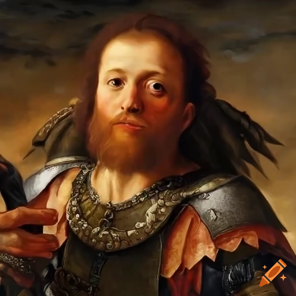 Renaissance style painting of knights battling dinosaurs on Craiyon