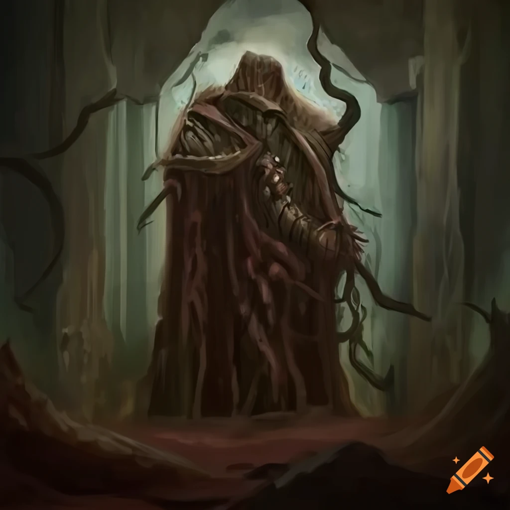 Otherworldly painting of an eldritch-inspired guarded border wall on ...