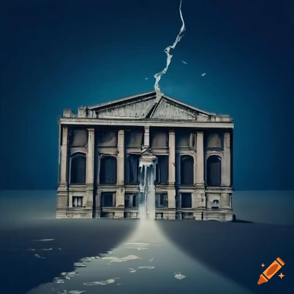 Bank building with crack on Craiyon