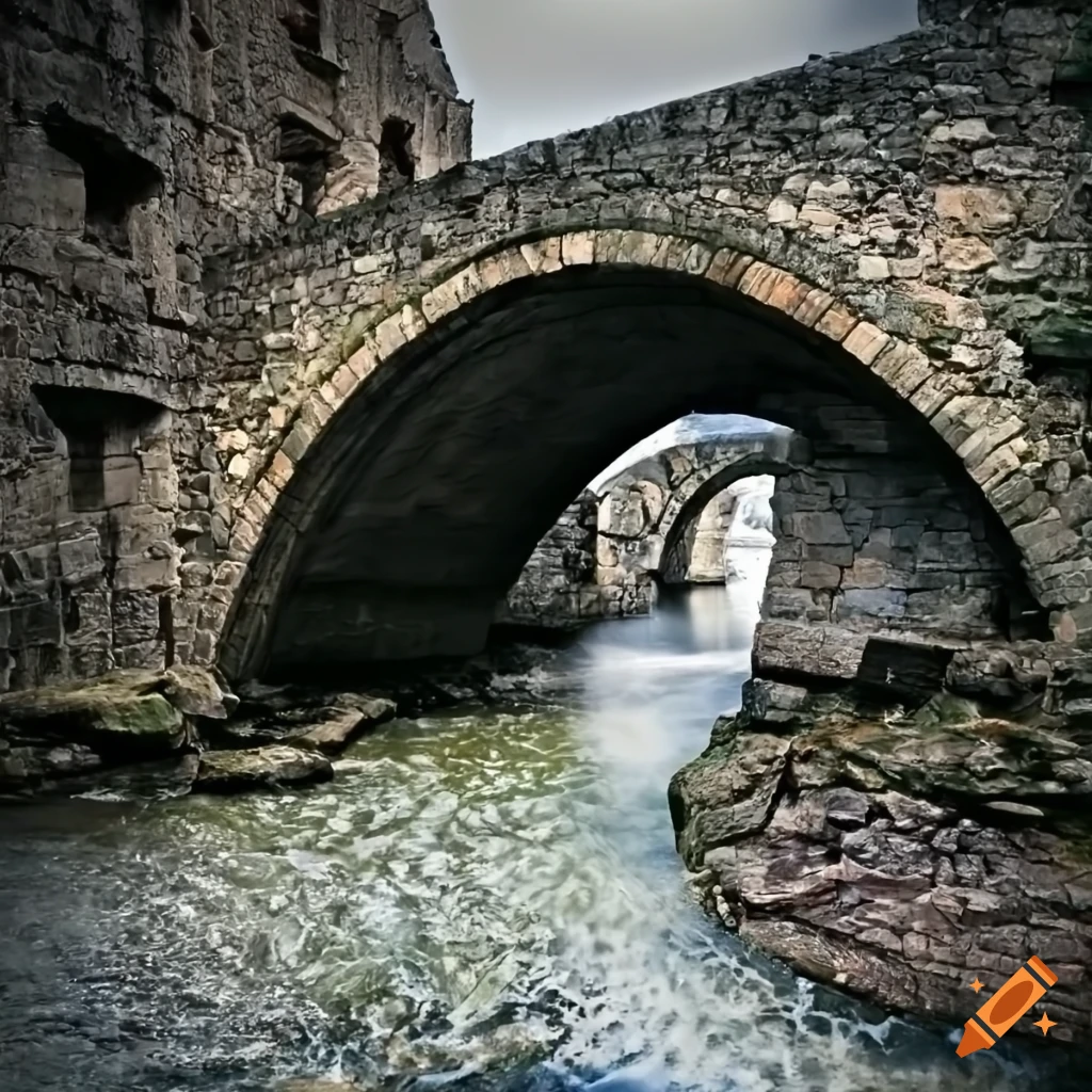 Medieval stone bridge on Craiyon