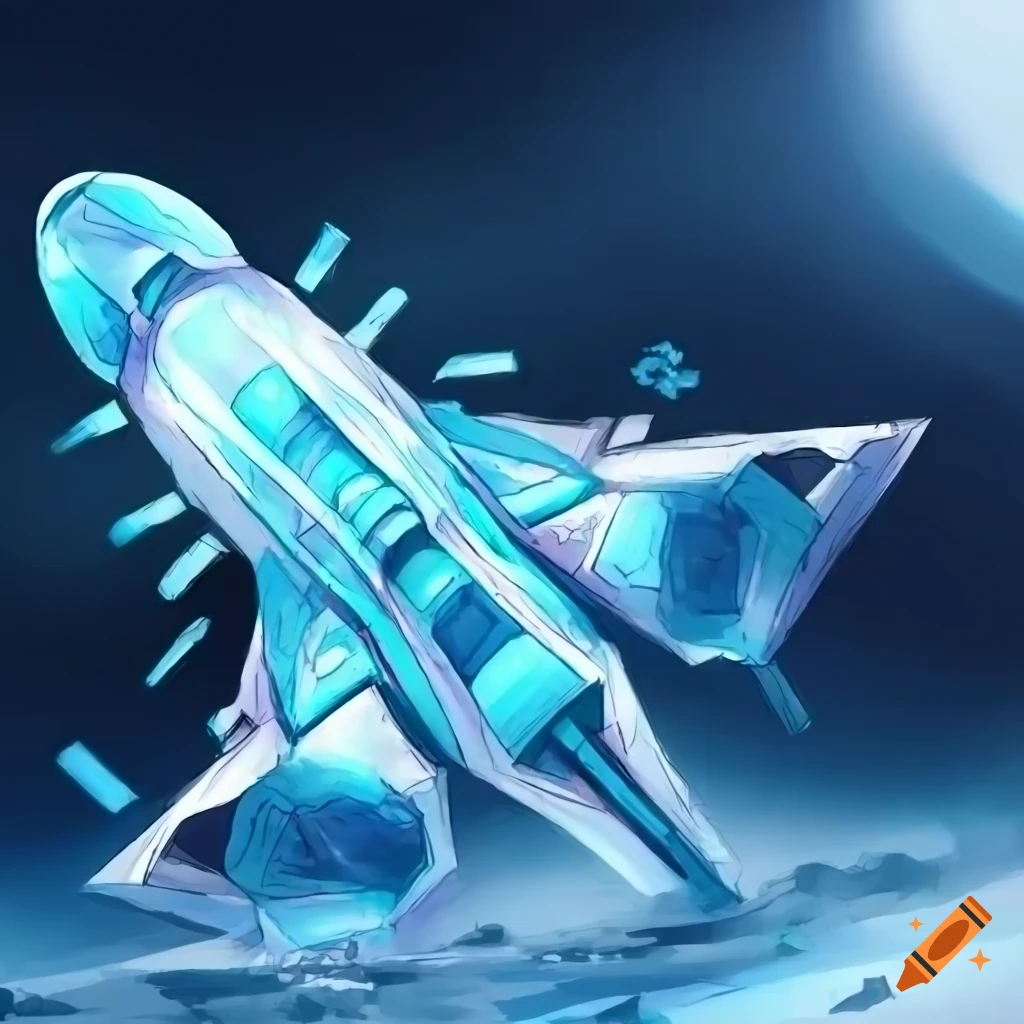 Ice spaceship in a yuigoh art style on Craiyon