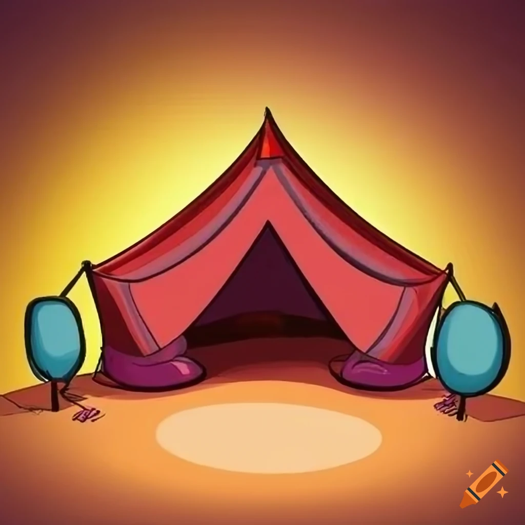Cartoon tent illustration on Craiyon