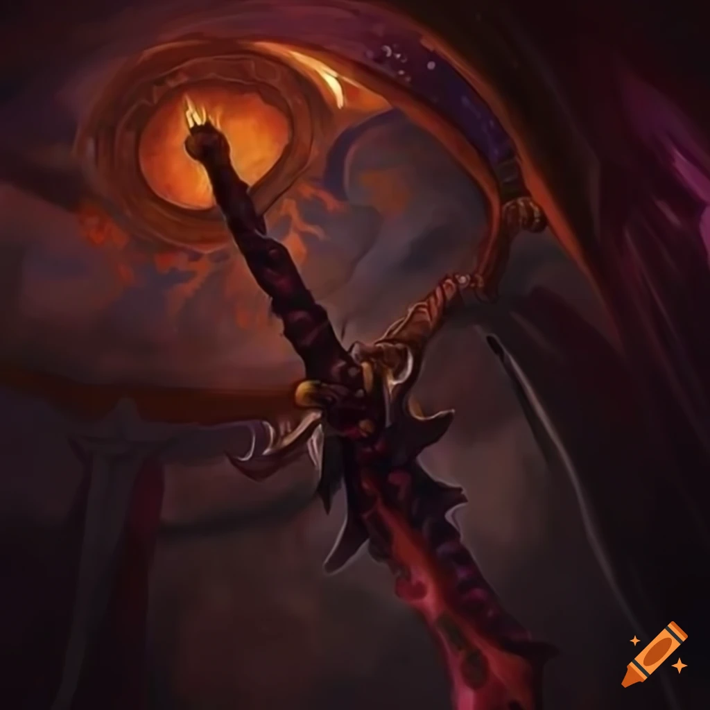 Eldritch-inspired sword in a detailed otherworldly painting on Craiyon