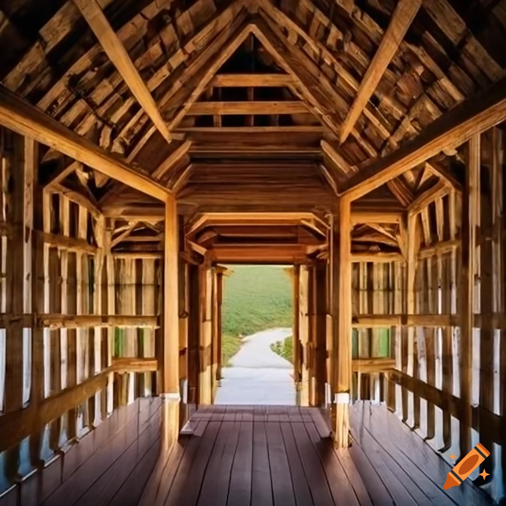 Rectangular wooden pavilion on Craiyon