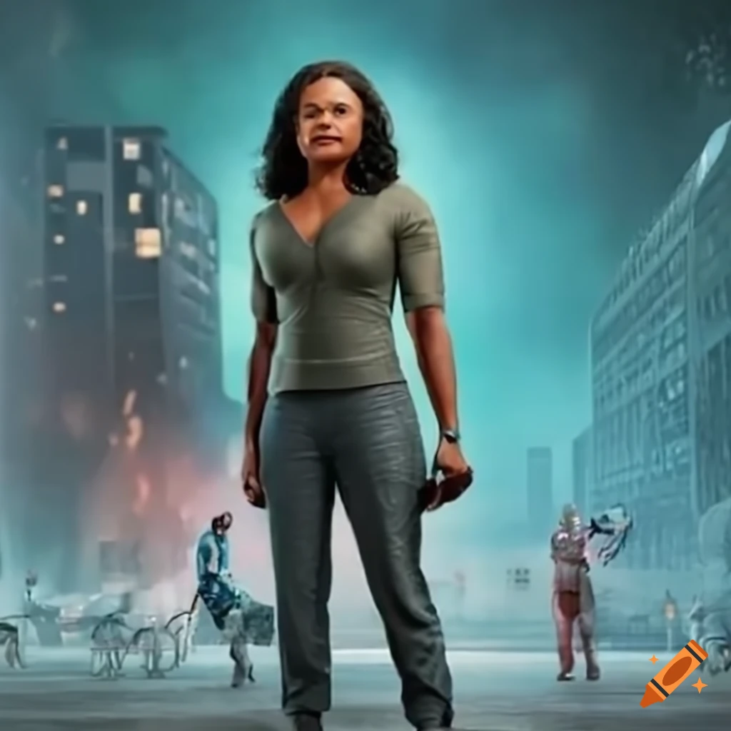 The Super Diligent Super Delegate featuring Kristen Welker as a muscular action hero on Craiyon