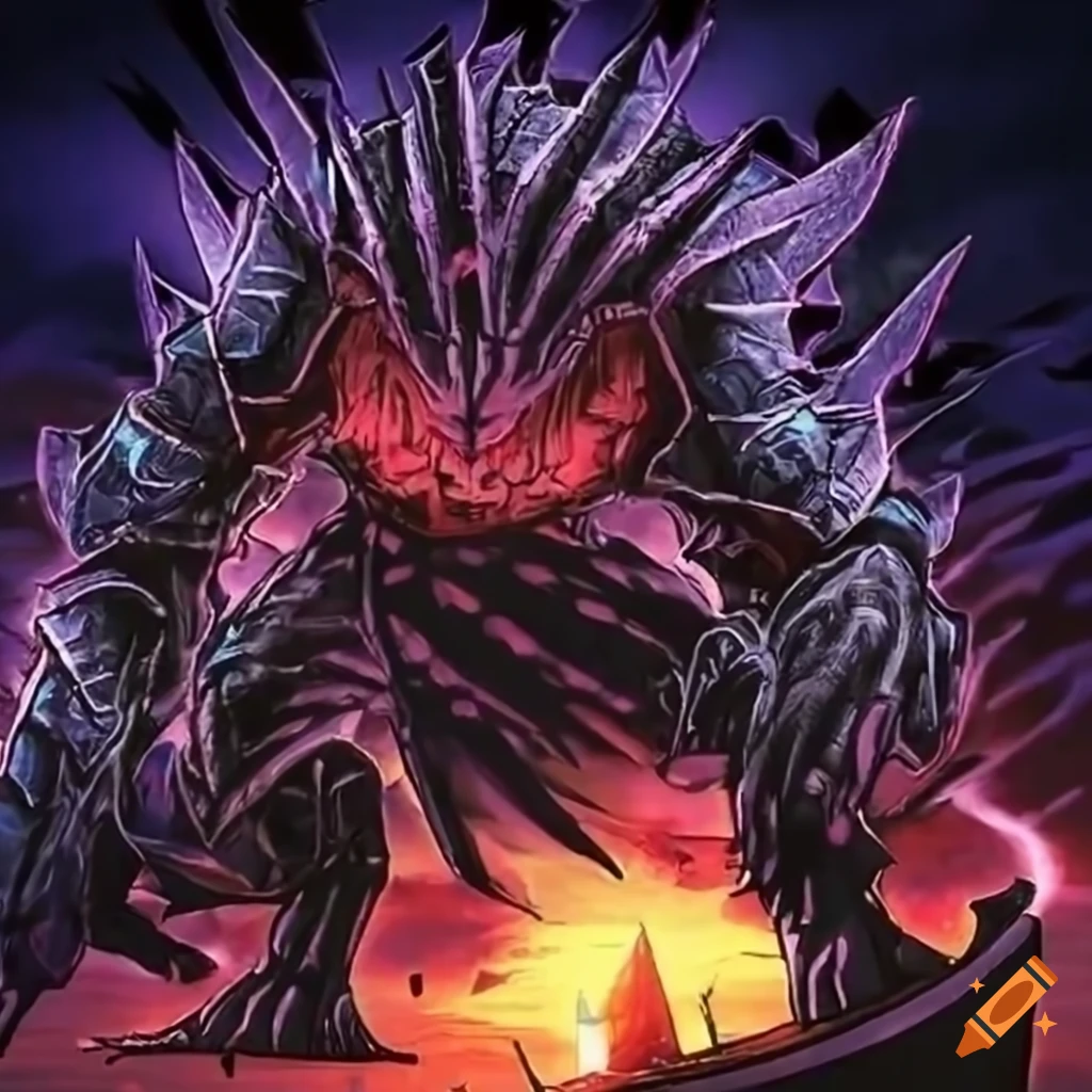 Huge dark souls boss dinosaur by Yu Gi Oh Kazuki Takahashi on Craiyon