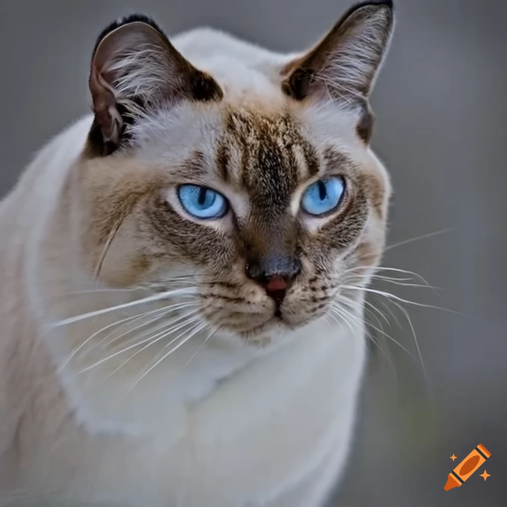 Lynx point siamese cat in snowy field on Craiyon