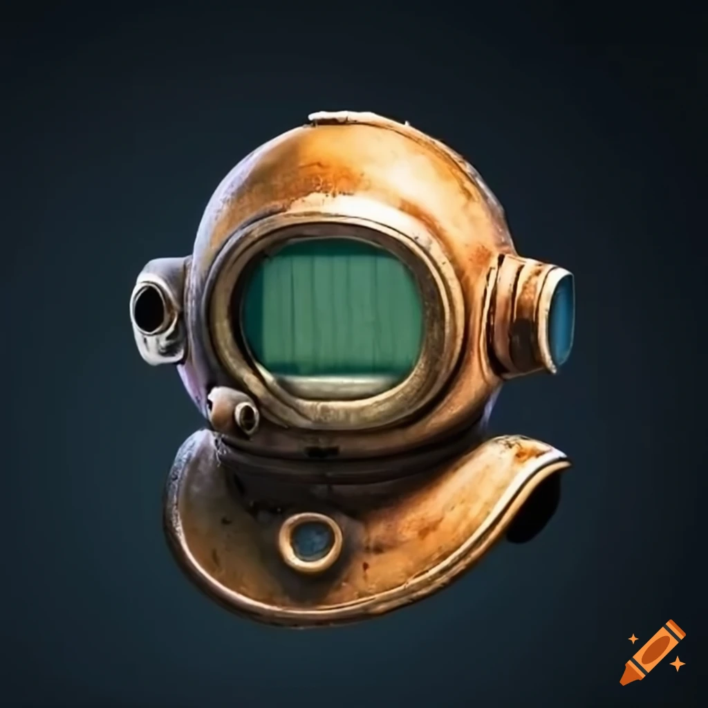 Old diver helmet avatar with head visible in upper body on Craiyon