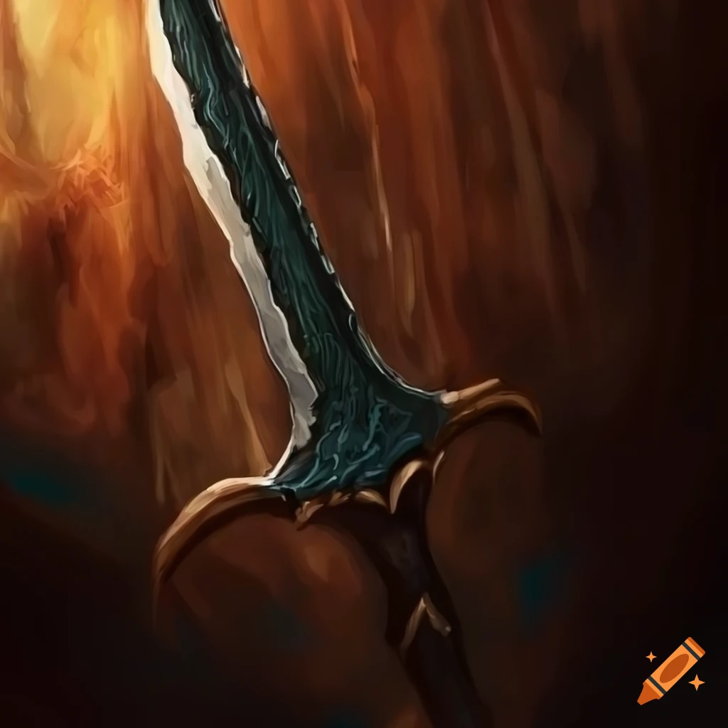 Eldritch-inspired sword in a detailed otherworldly painting on Craiyon