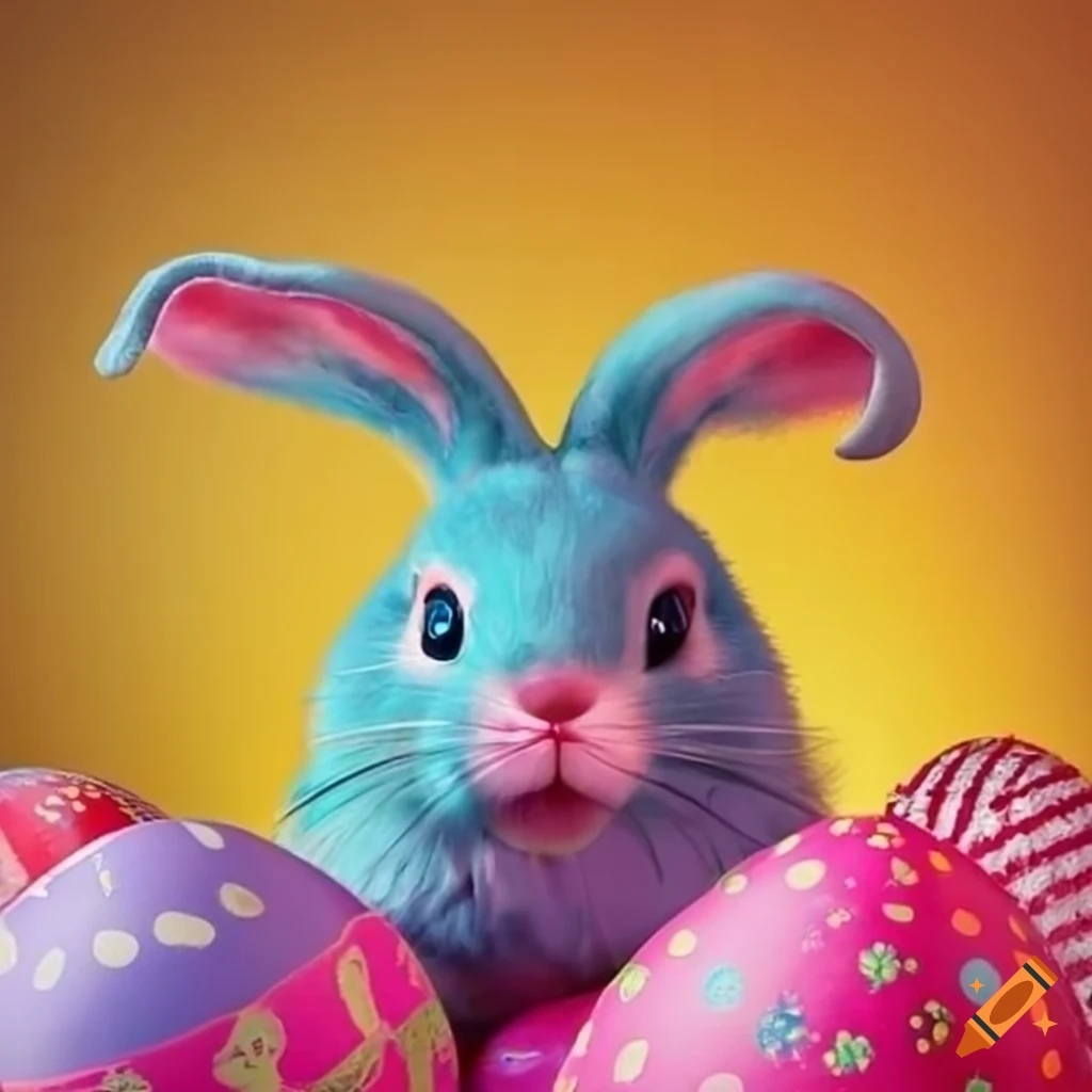 Easter eggs and rabbit on Craiyon