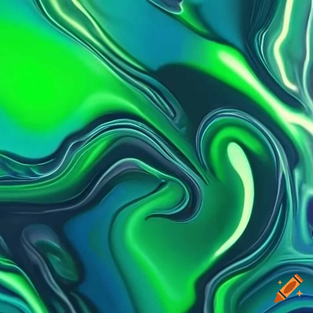 Abstract fluid painting in green tones on Craiyon