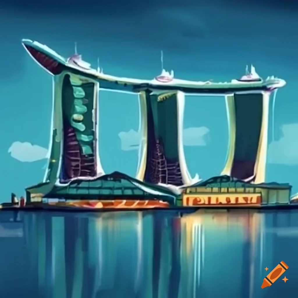 Marina bay sands in a cartoon style on Craiyon
