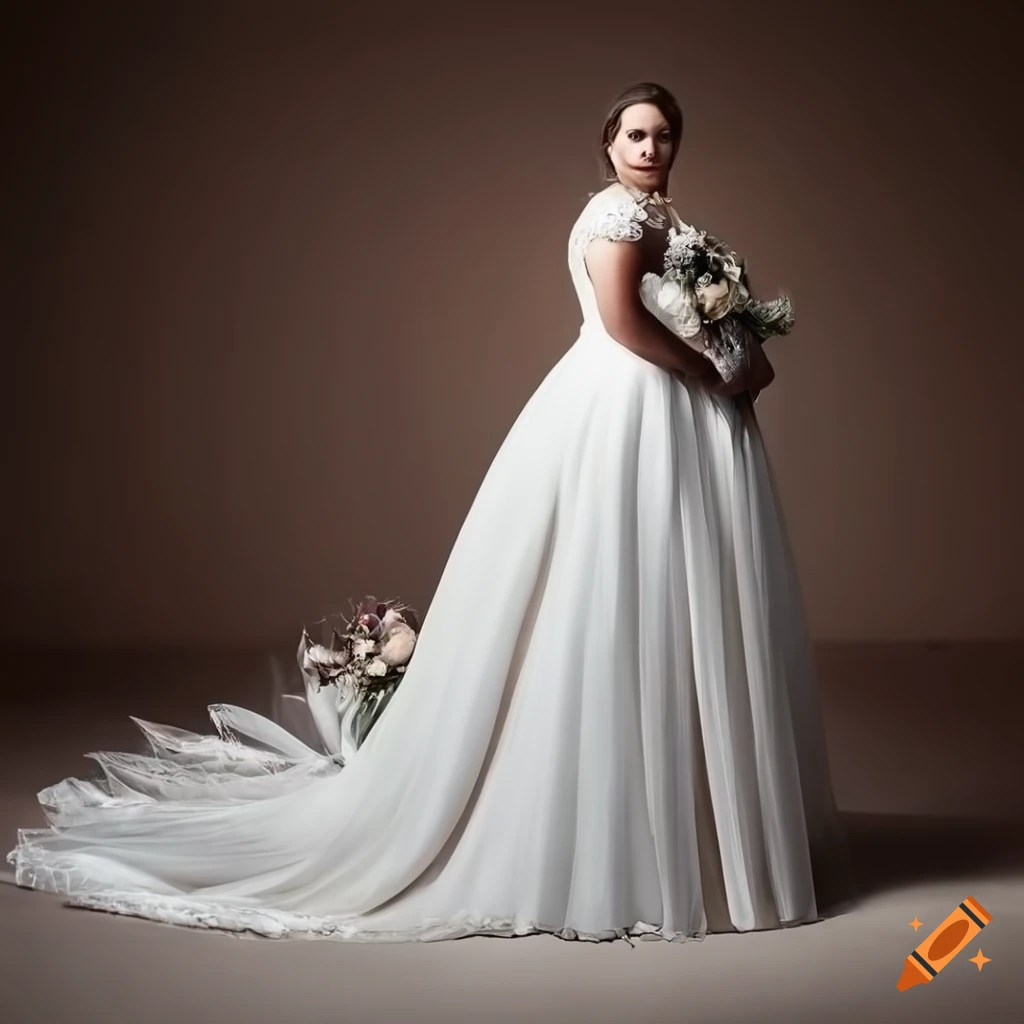 Detailed plus-size wedding dress designed for Olga Hulewicz on Craiyon