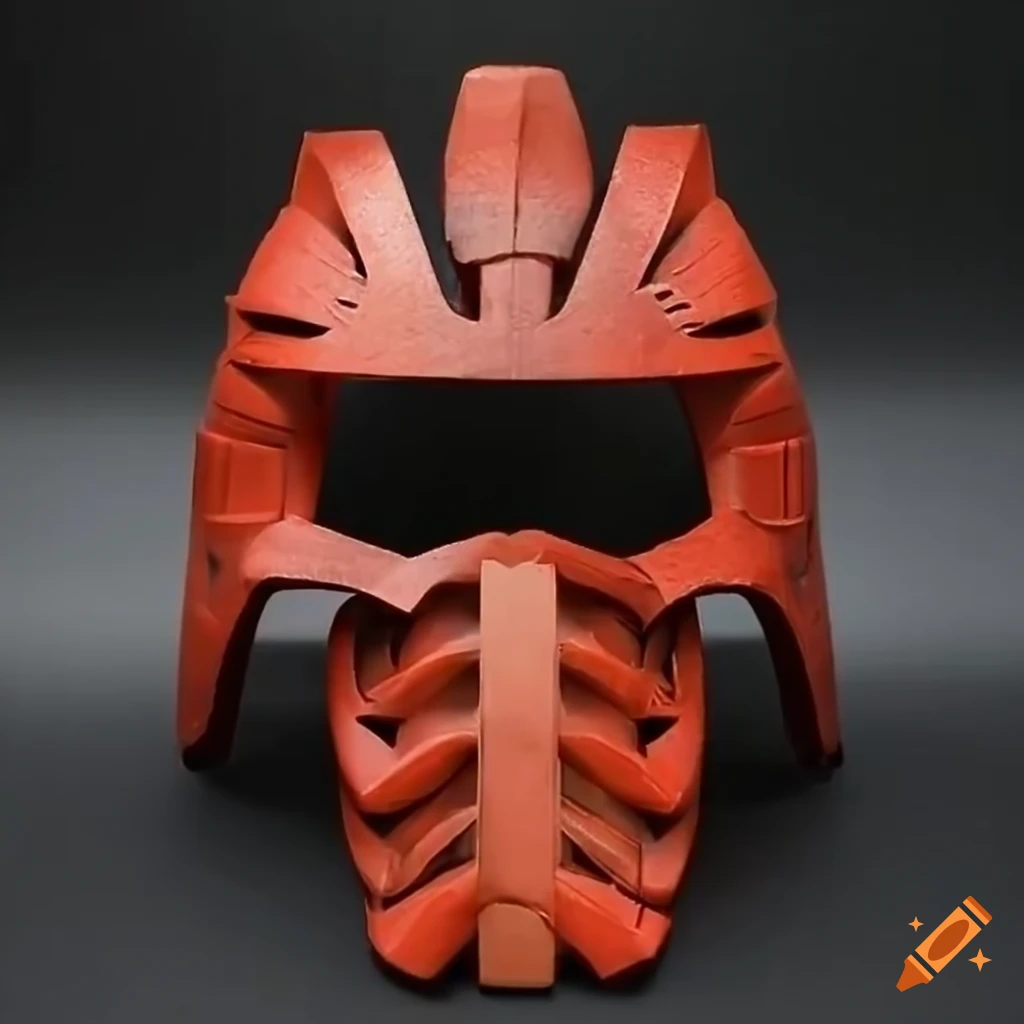 Industrial sports helmet with Japanese Polynesian mask and Bionicle ...