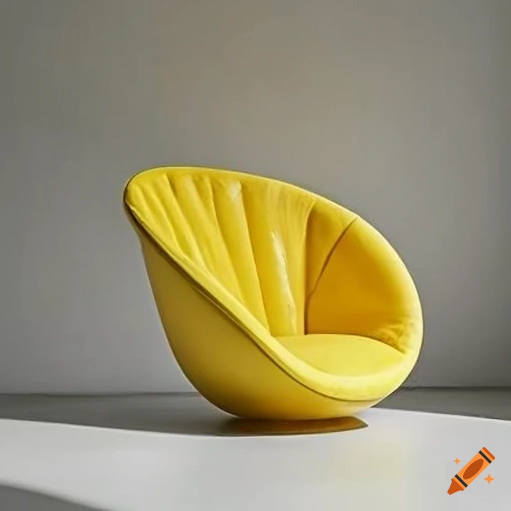 Yellow lemon-shaped chair in a modern office with beautiful lighting on ...