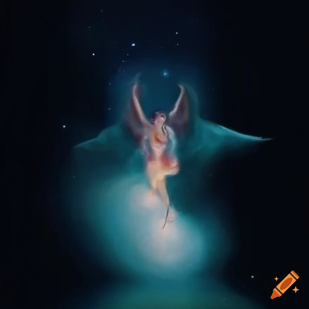 Angels in a starry sky inspired by francis bacon's style on Craiyon