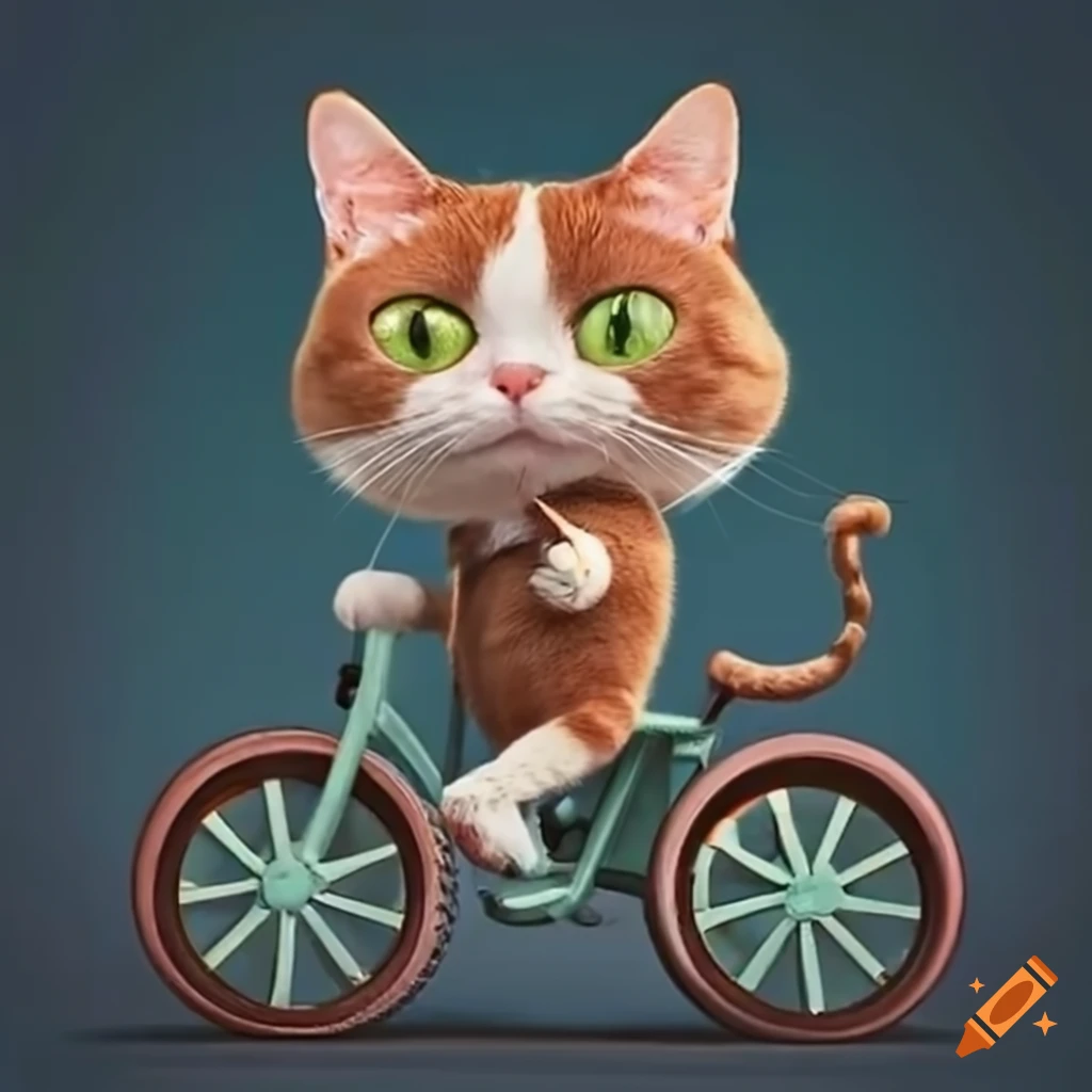Cat riding a bicycle on Craiyon