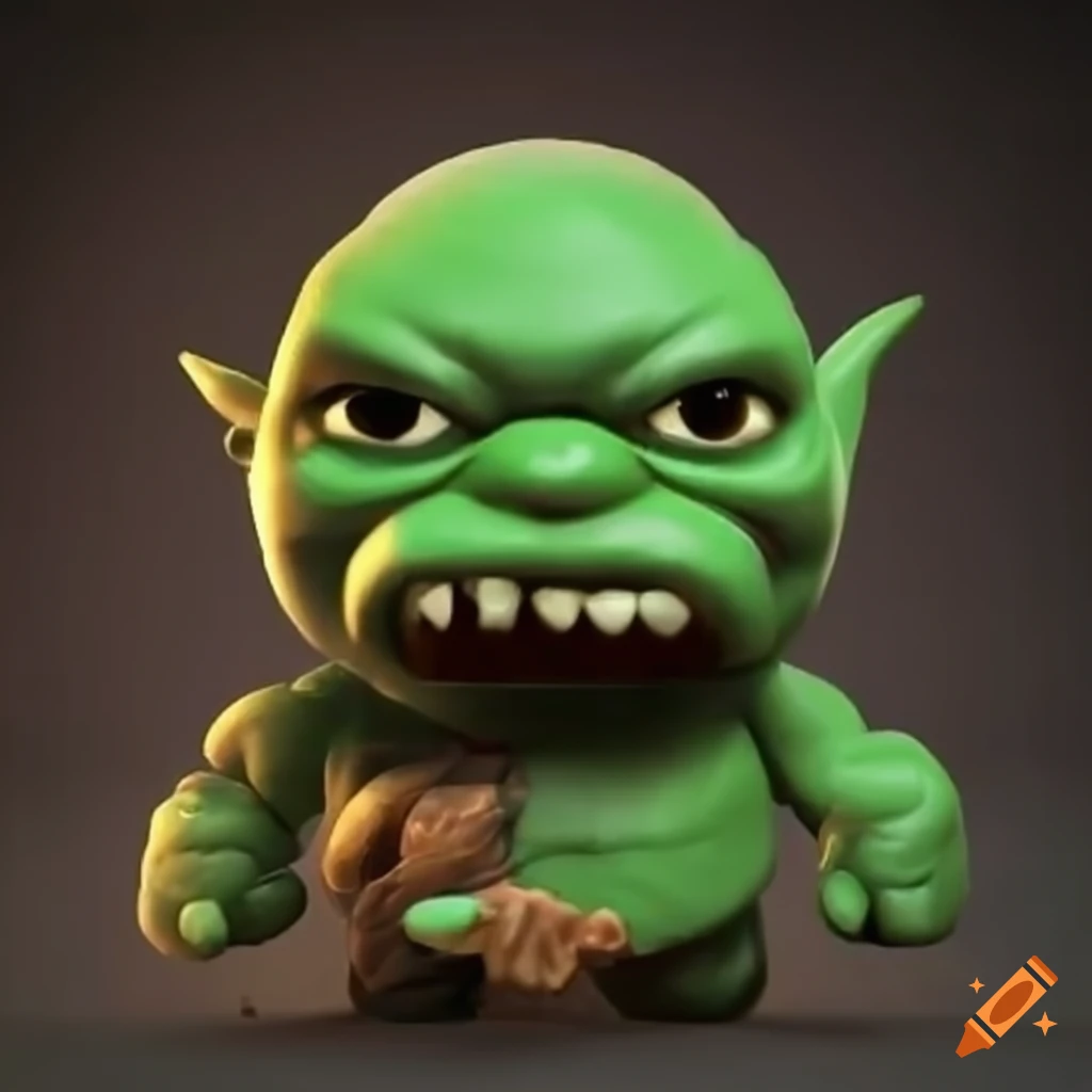 Cute green ogre battling ninjas on Craiyon