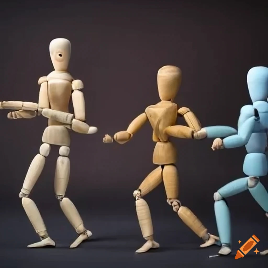 Colorful collection of wooden puppets on Craiyon