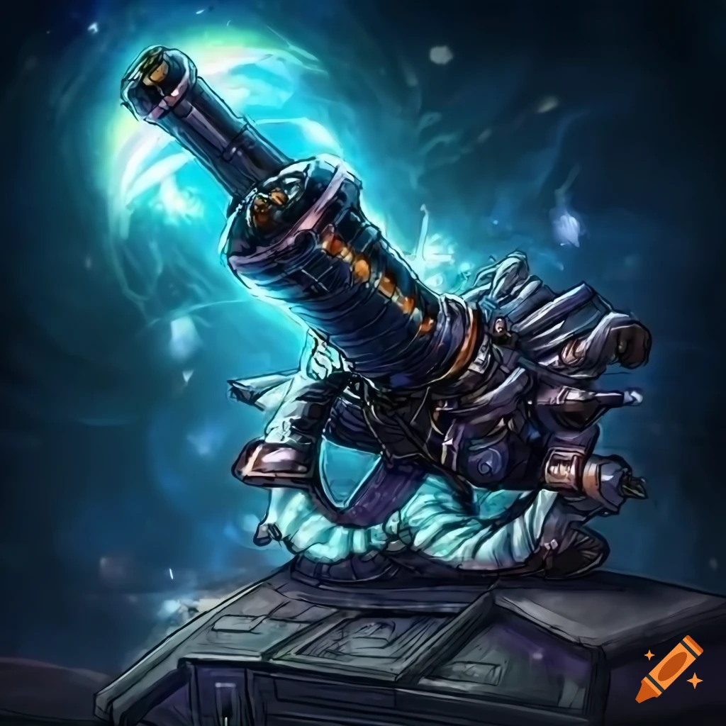 YUGIOH art of a spaceship cannon on Craiyon