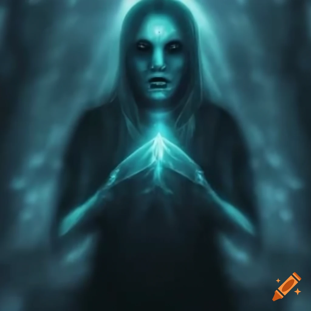 Transparent soul manifesting in a haunted house on Craiyon