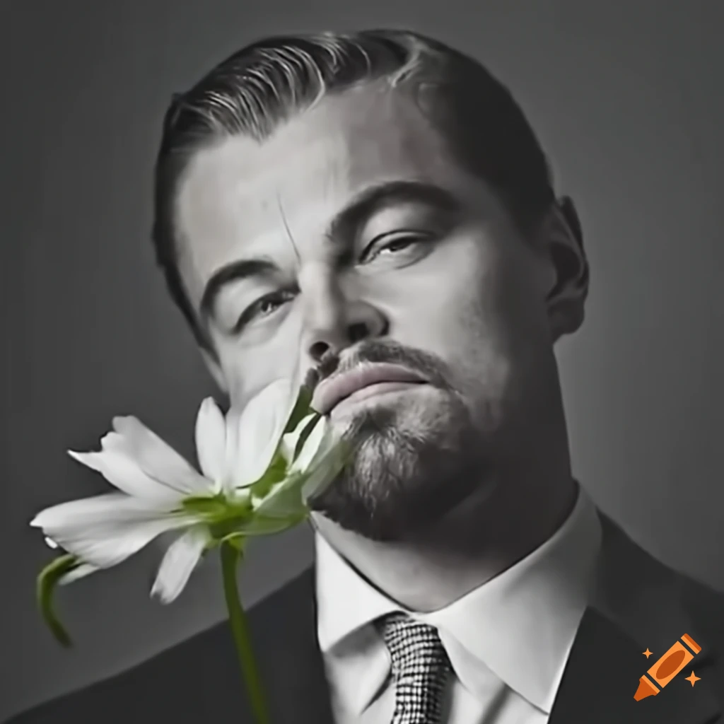 Leonardo dicaprio giving a flower from his point of view on Craiyon
