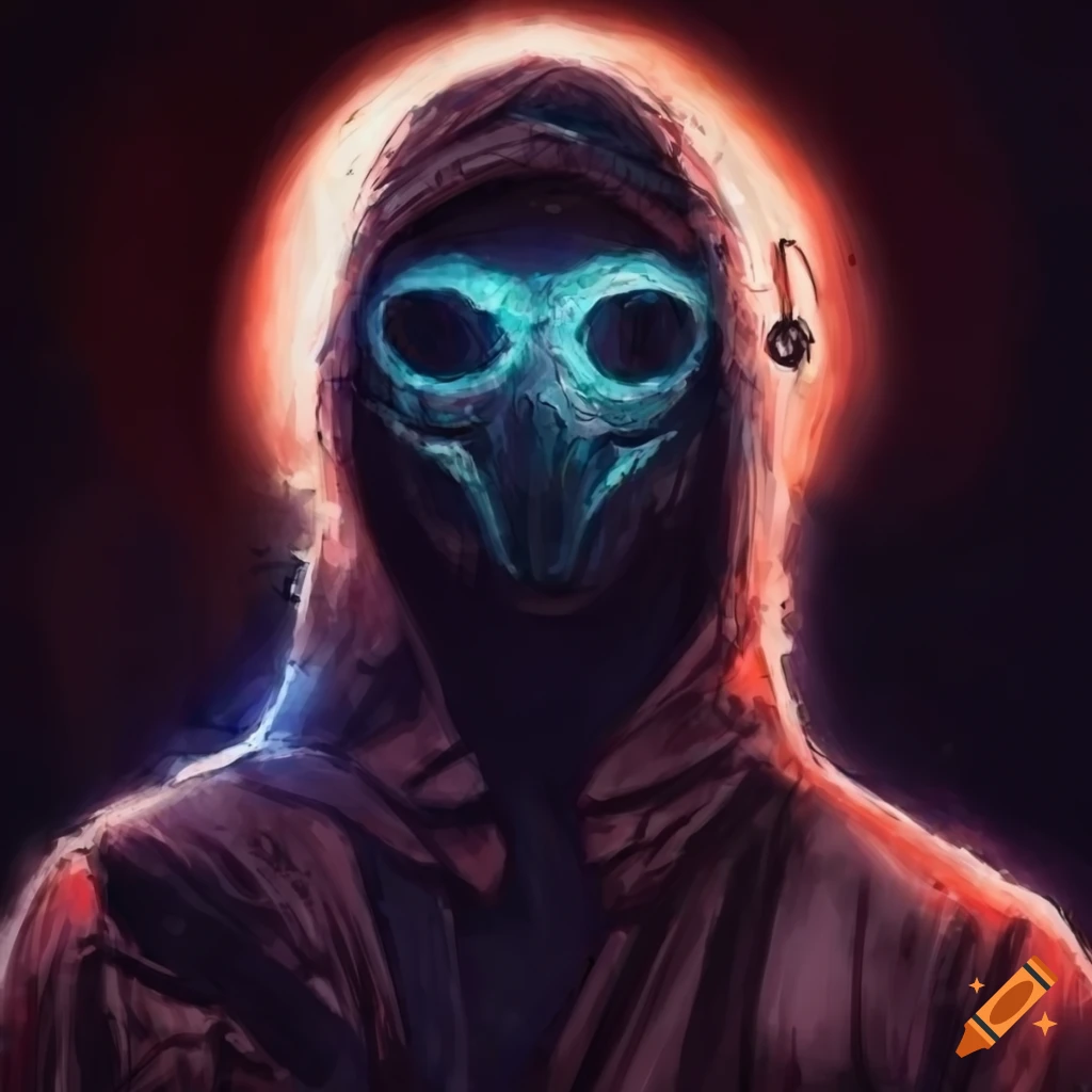 Masked space nomad drawing on Craiyon