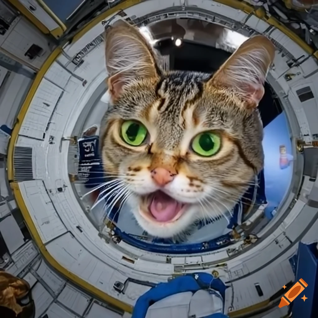 Cats inside the international space station on Craiyon